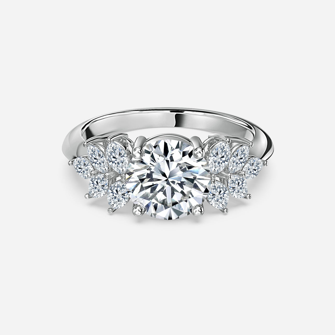 Anastasia White Gold Trilogy Engagement Ring - Flawless Fine Jewellery ...