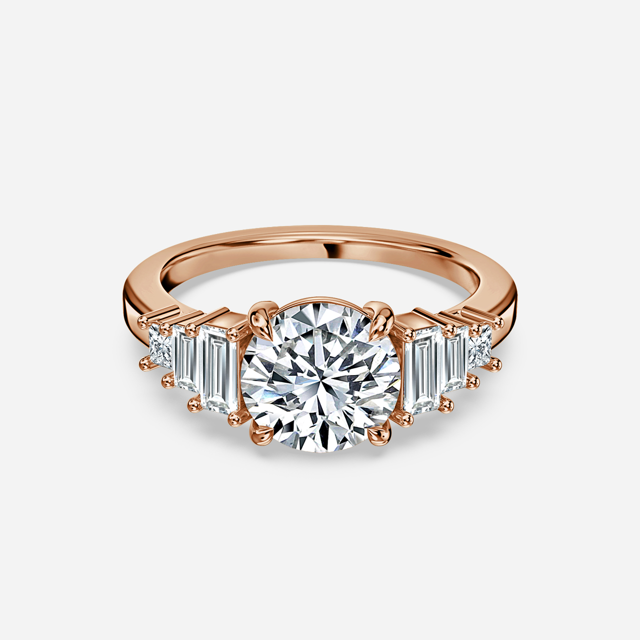 Esme Rose Gold Trilogy Engagement Ring - Flawless Fine Jewellery London
