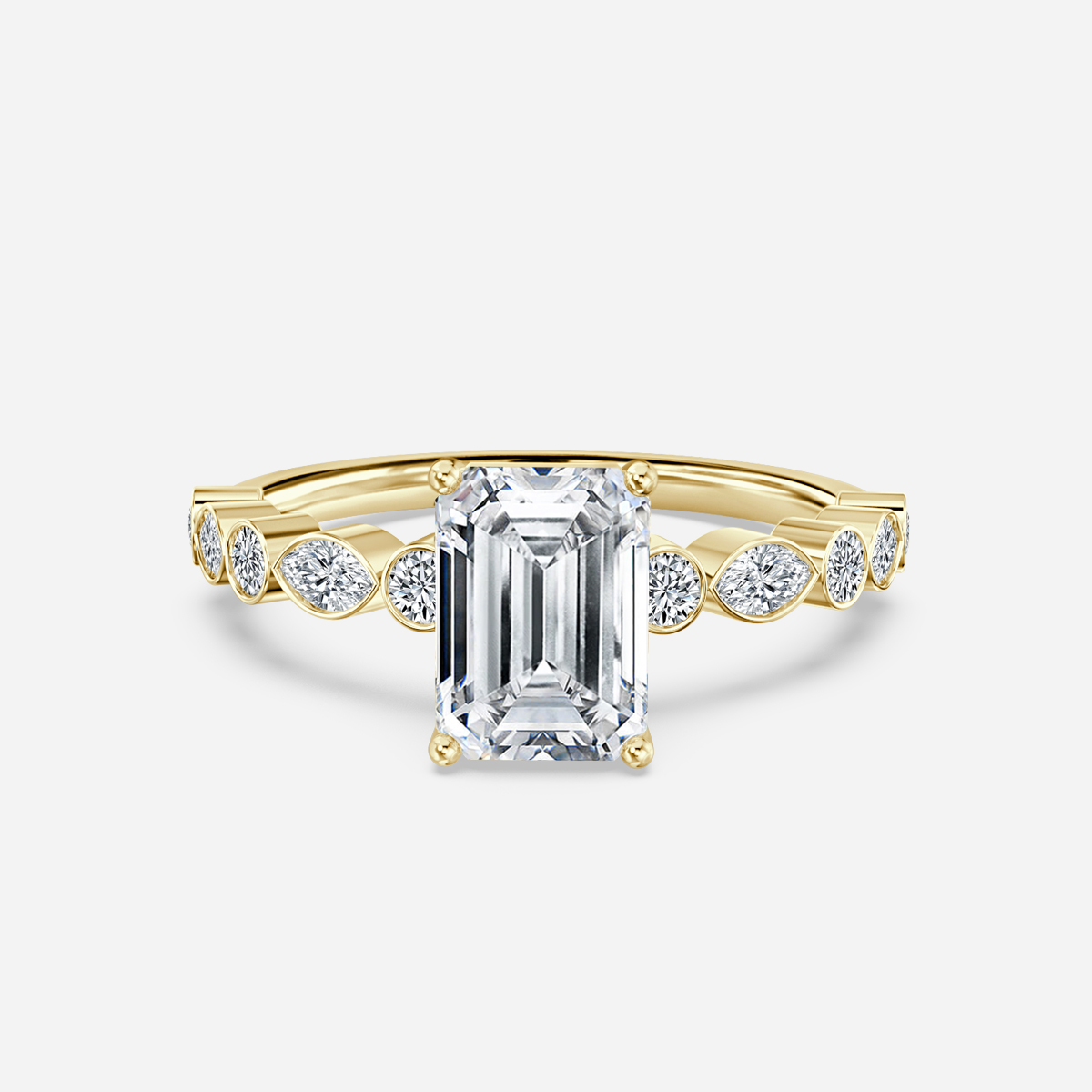 Emerald Cut Bezel Set Engagement Rings - Flawless Fine Jewellery | London