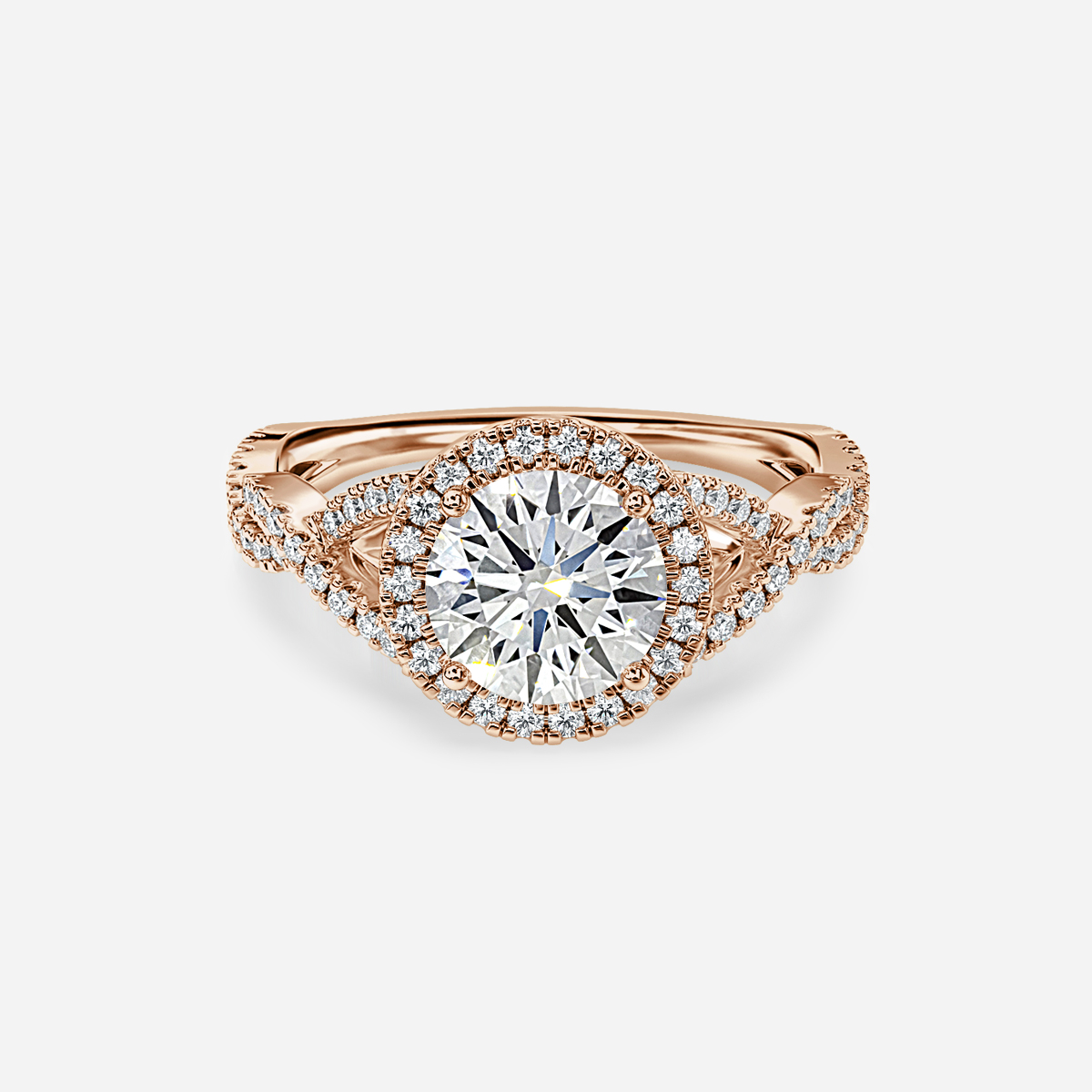Turiya Rose Gold Halo Engagement Ring - Flawless Fine Jewellery - London