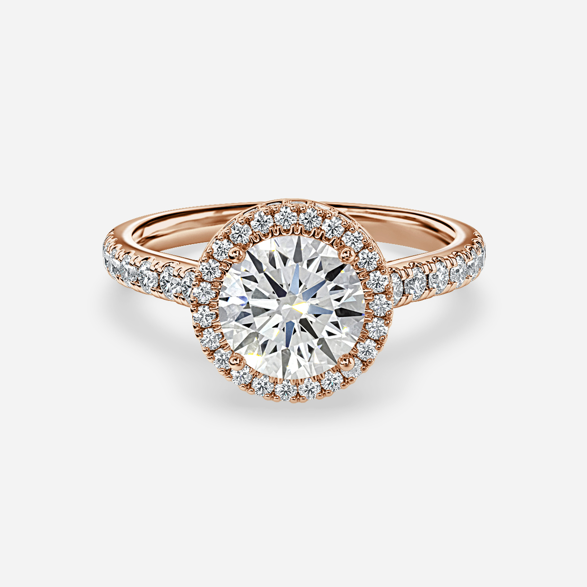 Solara Rose Gold Halo Engagement Ring - Flawless Fine Jewellery - London