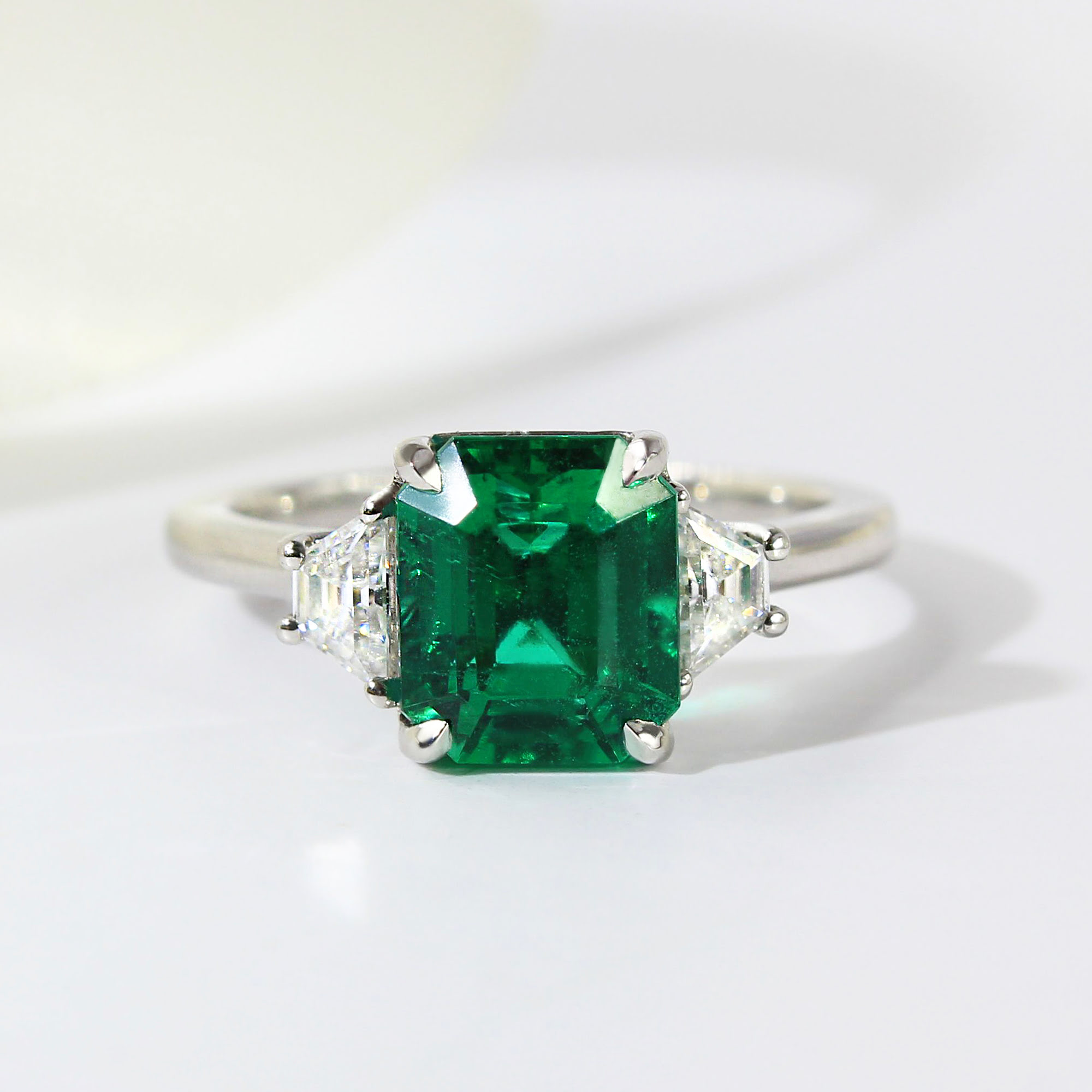 Emerald Trilogy Engagement Ring- 2.20ct - Flawless Fine Jewellery - London