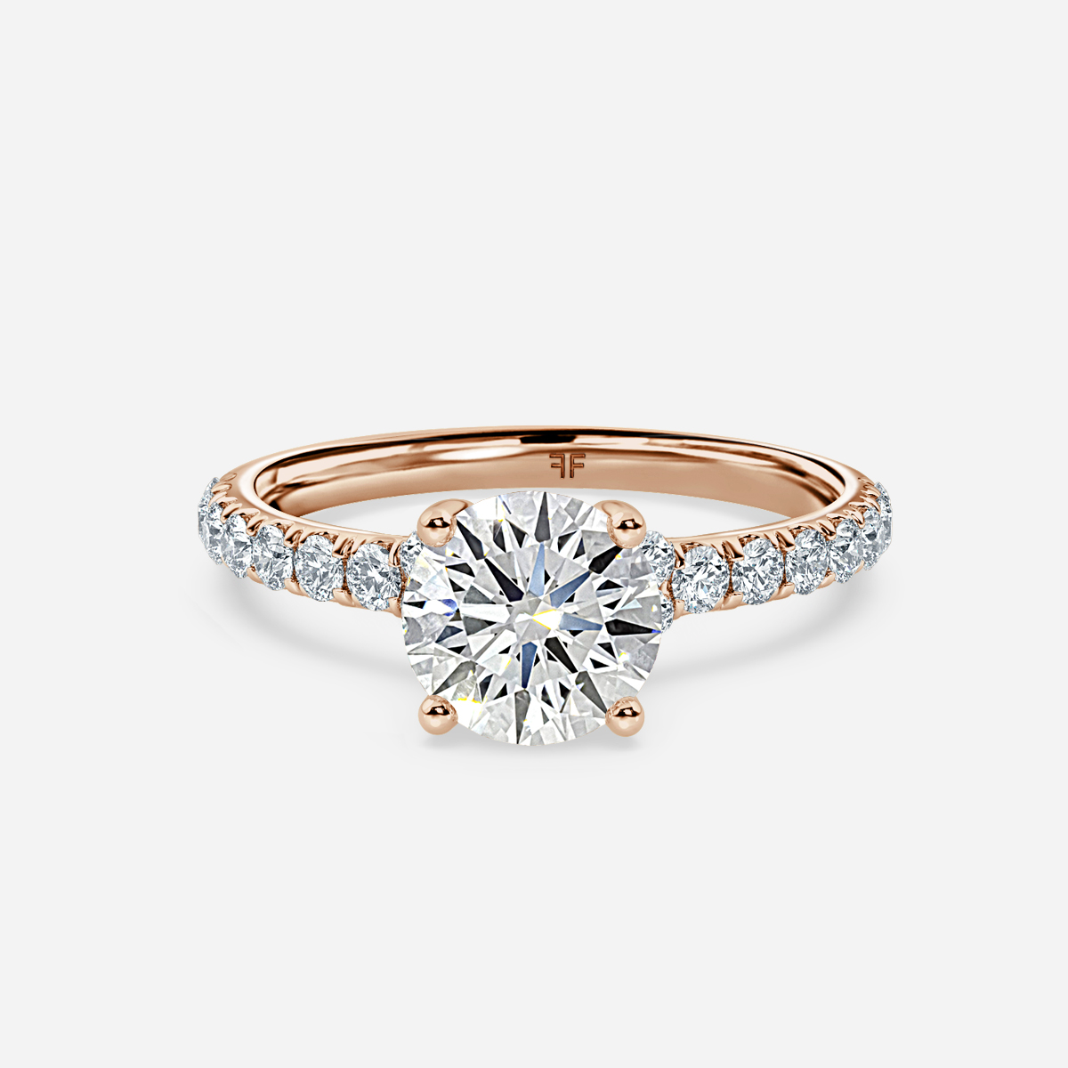 Firework Pave Rose Gold Engagement Ring - Flawless Fine Jewellery London