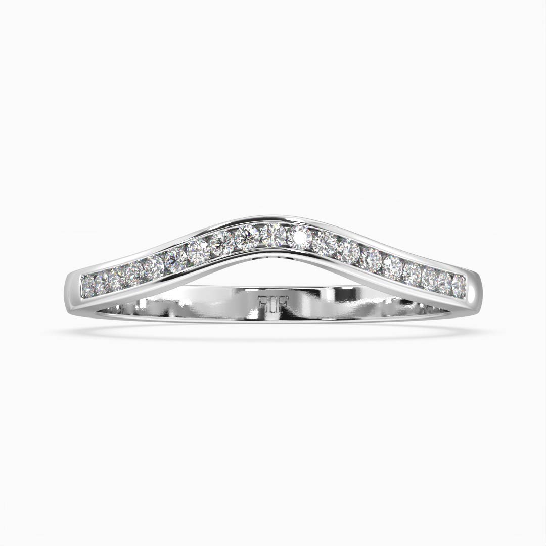 Astral Platinum Curved Shaped Wedding Ring - Flawless Fine Jewellery London