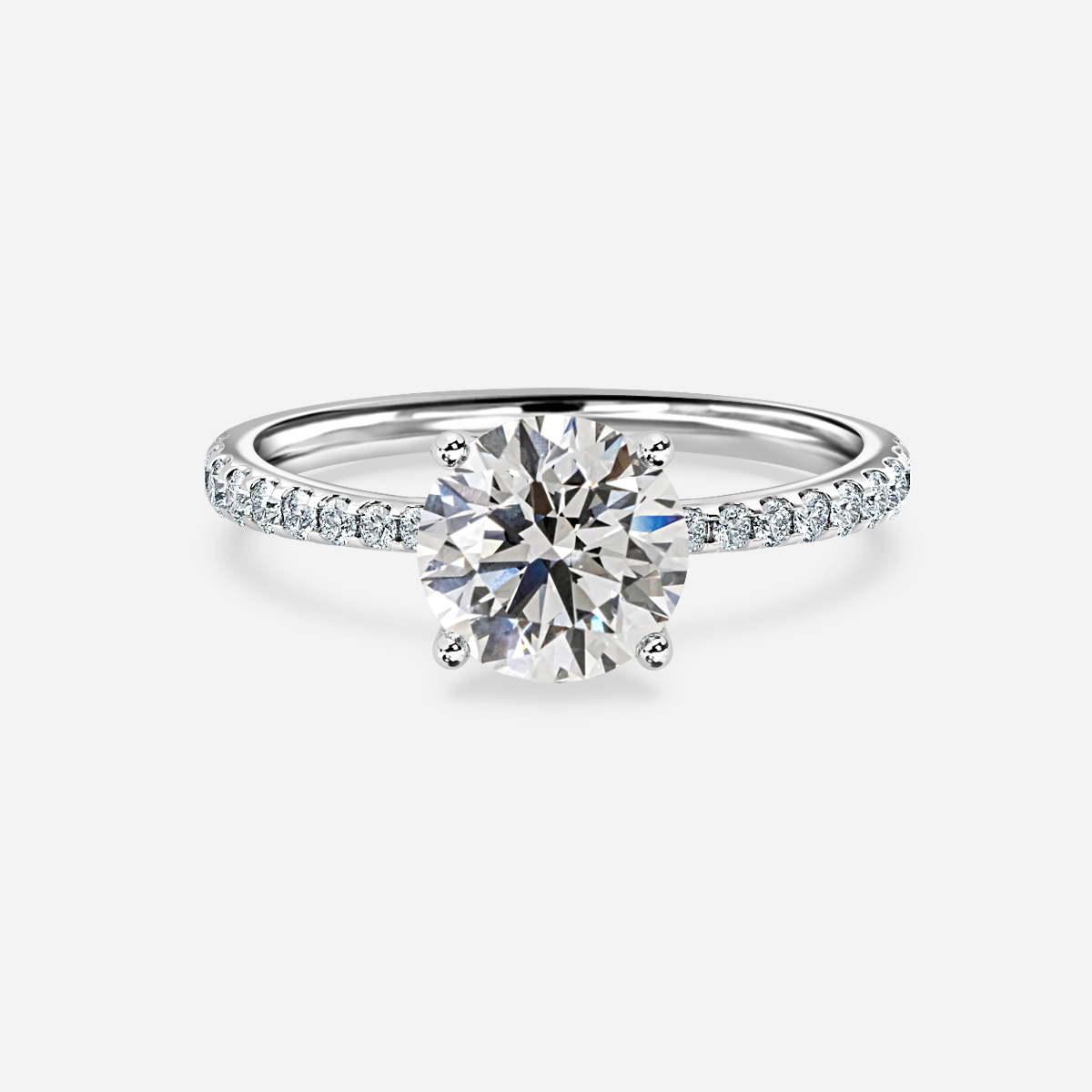 Ayania Platinum Lotus Tappered Pave Engagement Ring - Flawless Fine ...