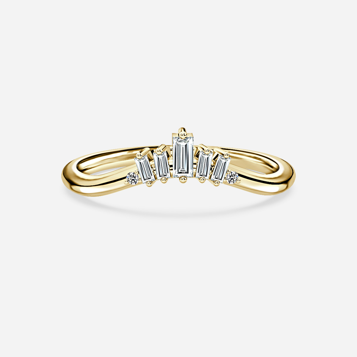 Lune Yellow Gold Shaped Wedding Ring - Flawless Fine Jewellery London