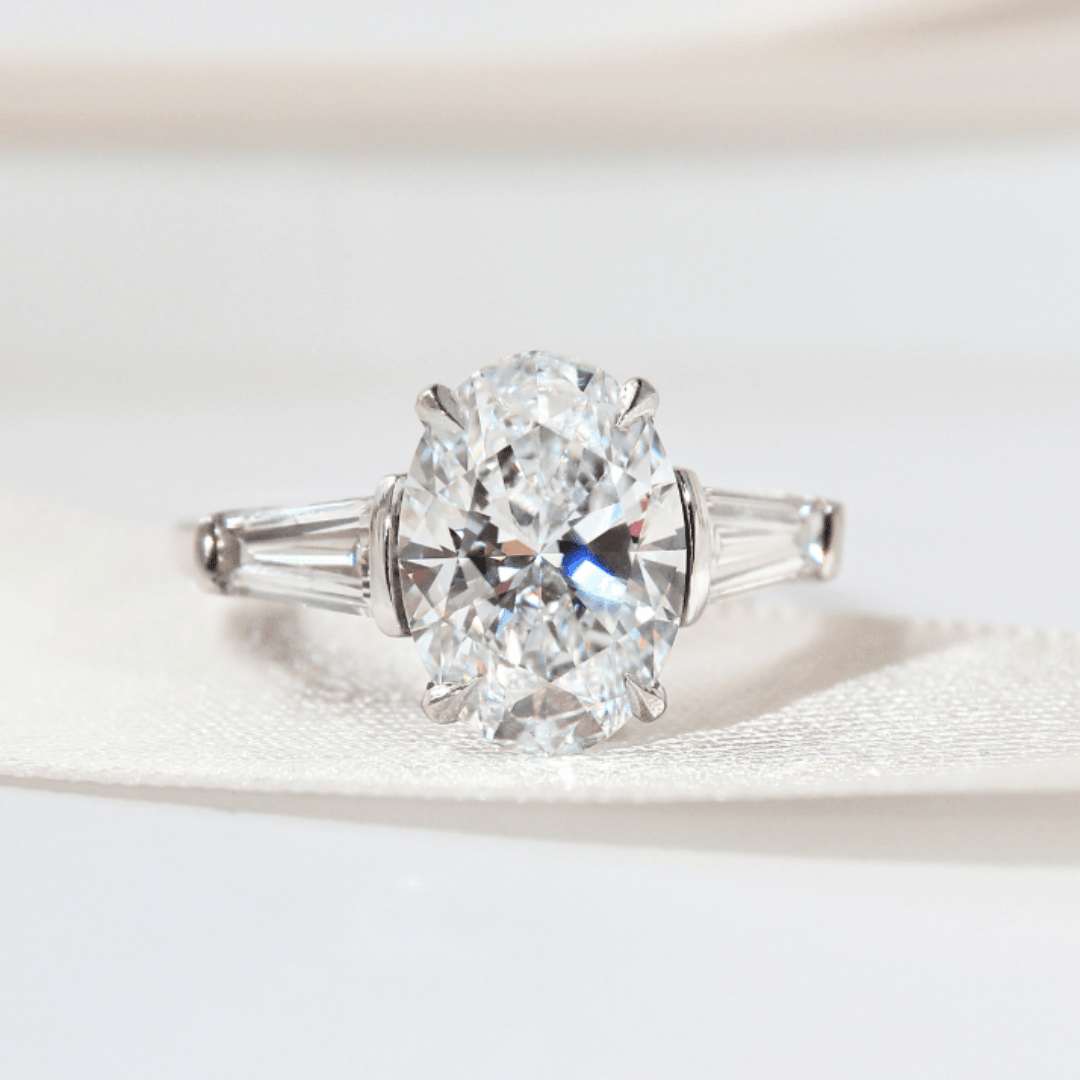 3.00ct Kenzo Platinum Trilogy Engagement Ring Oval Lab Diamond