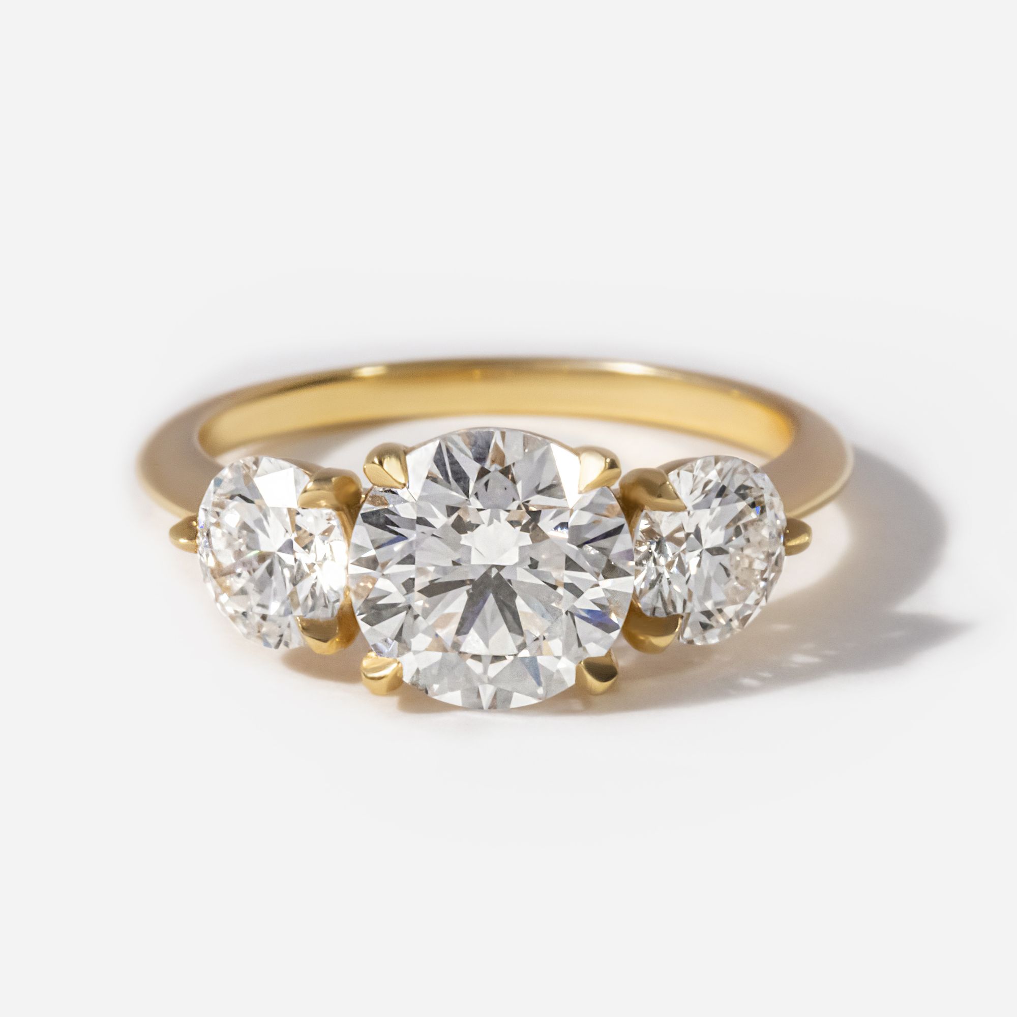 Trinity Yellow Gold Engagement Ring Round Lab Diamond - 1.70ct ...