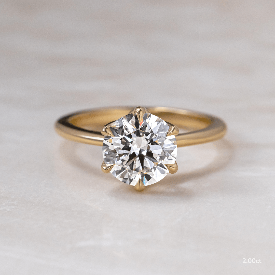2 Carat Lab Grown Yellow Gold Elswin Twisted Flower Engagement Ring