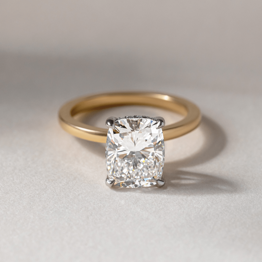 2 Carat Lab Grown Elongated Cushion Cut Diamond Kate Two Tone Yellow ...