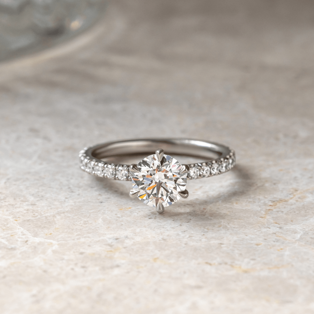 1.20ct Tara Platinum Pave Engagement Ring Round Lab Diamond