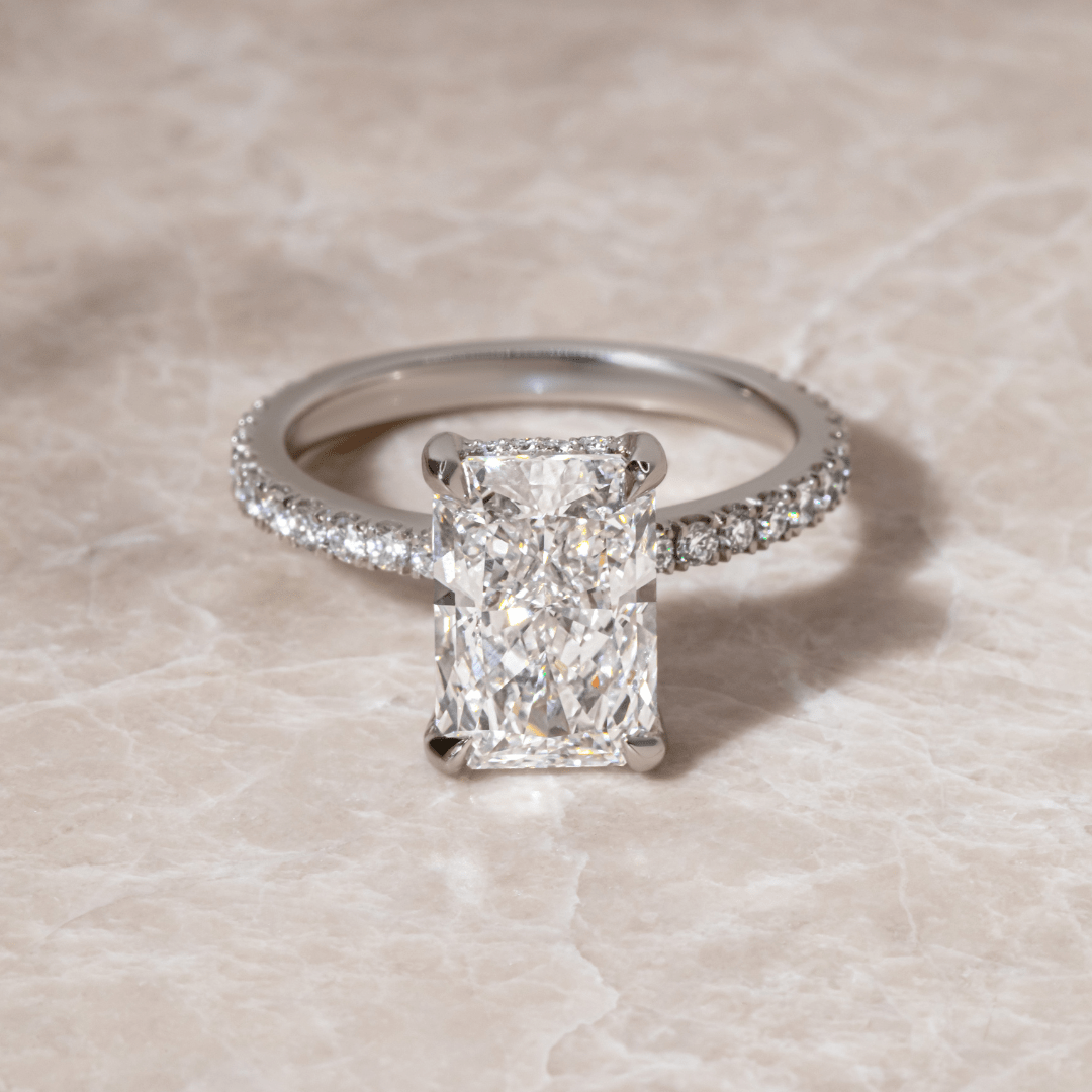 2 Carat Lab Grown Radiant Cut Diamond Platinum Sadie Hidden Halo ...