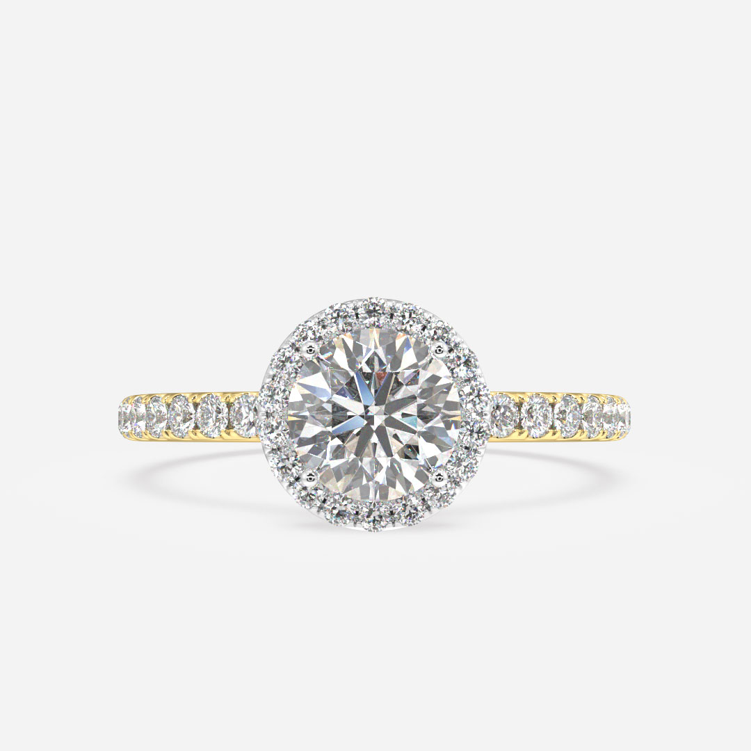 Ayla Yellow Gold Two Tone Halo Engagement Ring - Flawless Fine ...