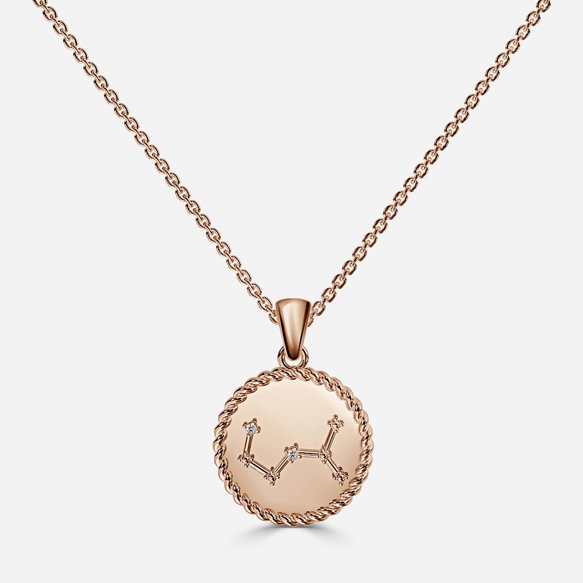 Rose Gold Scorpio Diamond Star Sign Coin Necklace