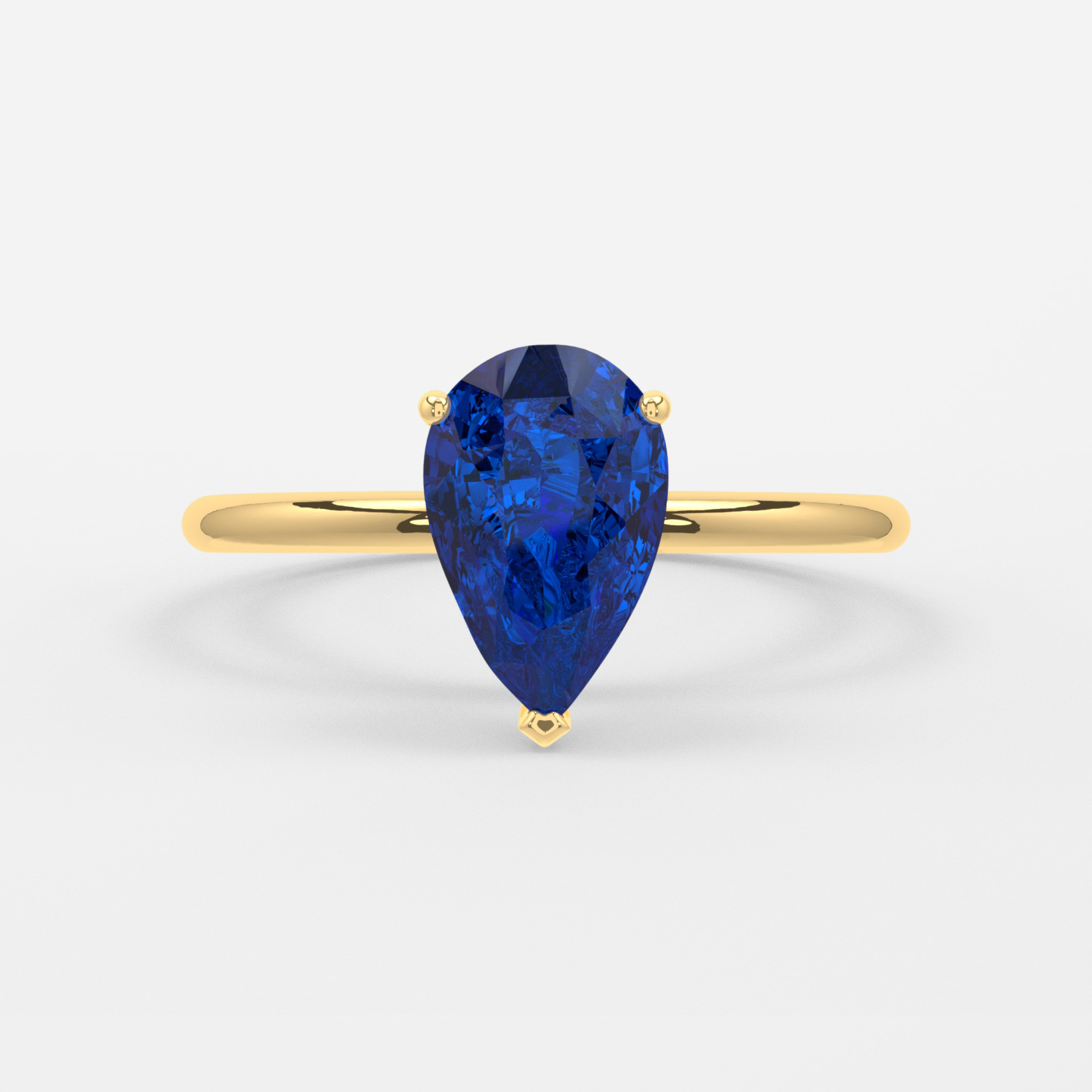 1.00ct Lab Grown Pear Blue Sapphire Chelsea Yellow Gold Solitaire ...
