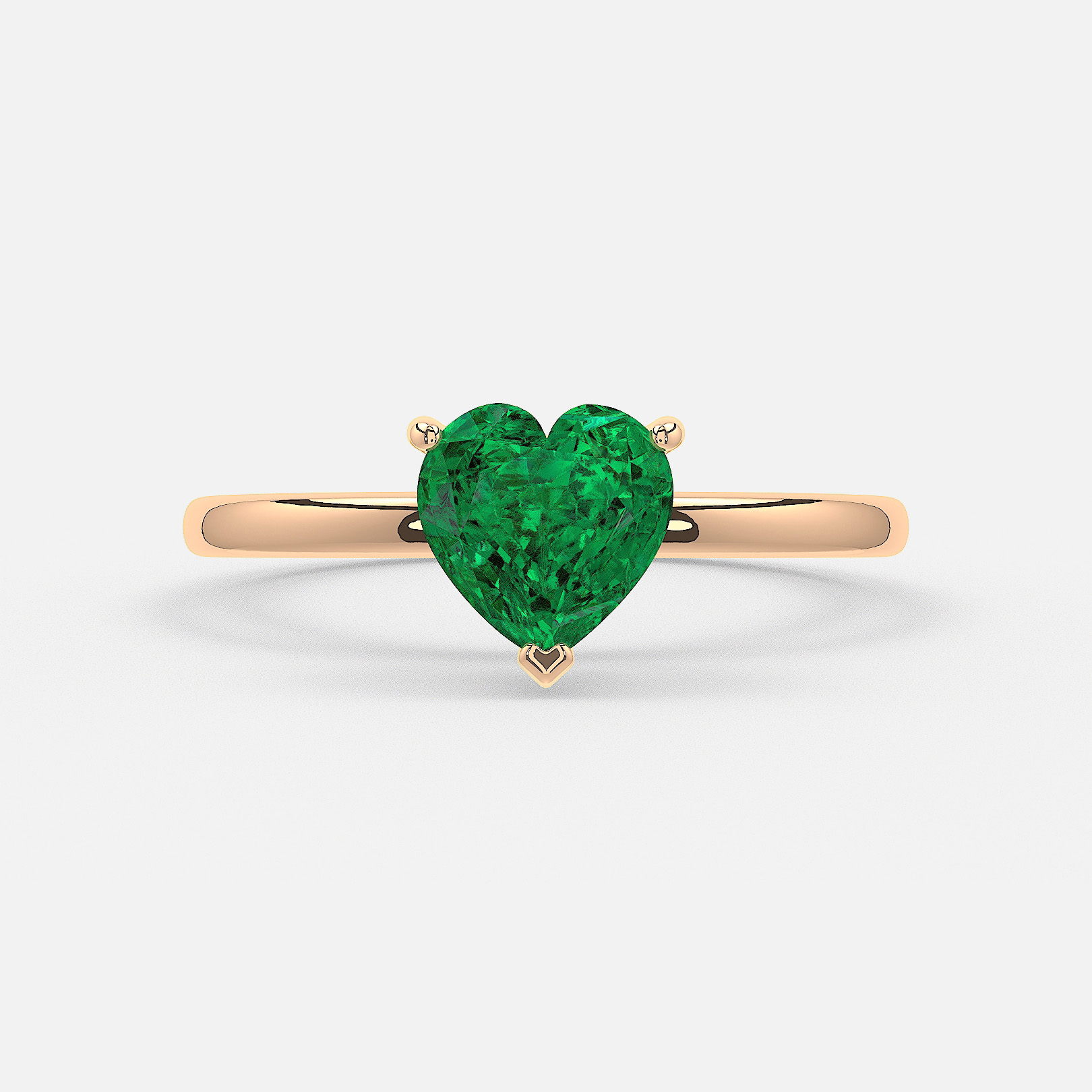 1.00ct Lab Grown Heart Emerald Kate Rose Gold Hidden Halo Engagement Ring