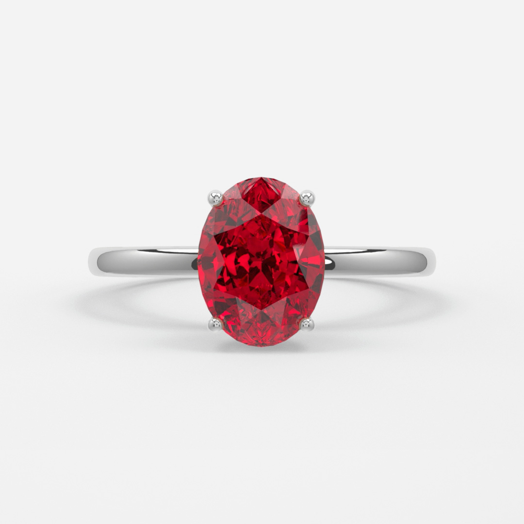 1.00ct Lab-Grown Oval Ruby Kate White Gold Hidden Halo Engagement Ring ...