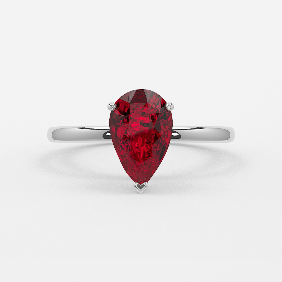 1.00ct Lab-Grown Pear Ruby Kate Platinum Hidden Halo Engagement Ring ...
