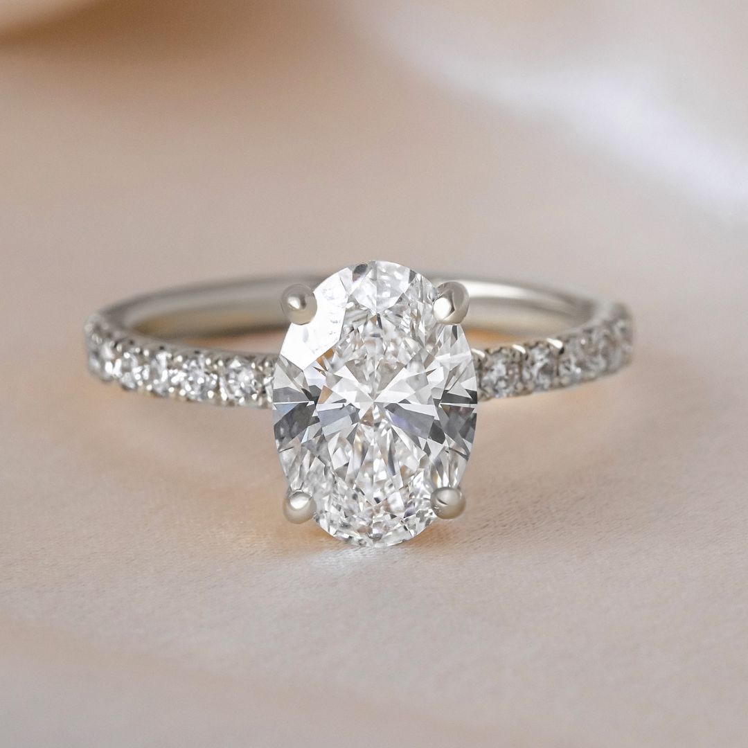 2.20ct Jessica Platinum Diamond Band Engagement Ring Oval Lab Diamond