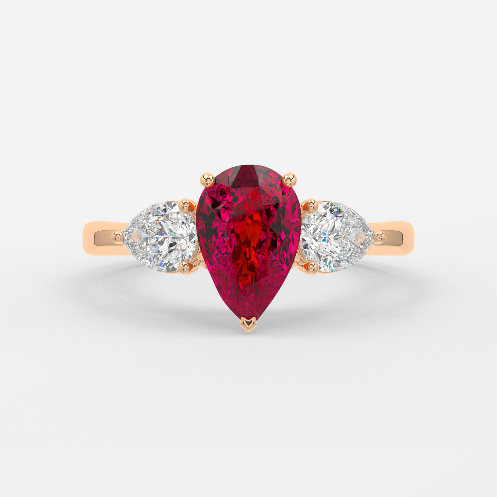 1 Carat Lab Grown Pear Ruby Ring In Rose Gold - Vivian
