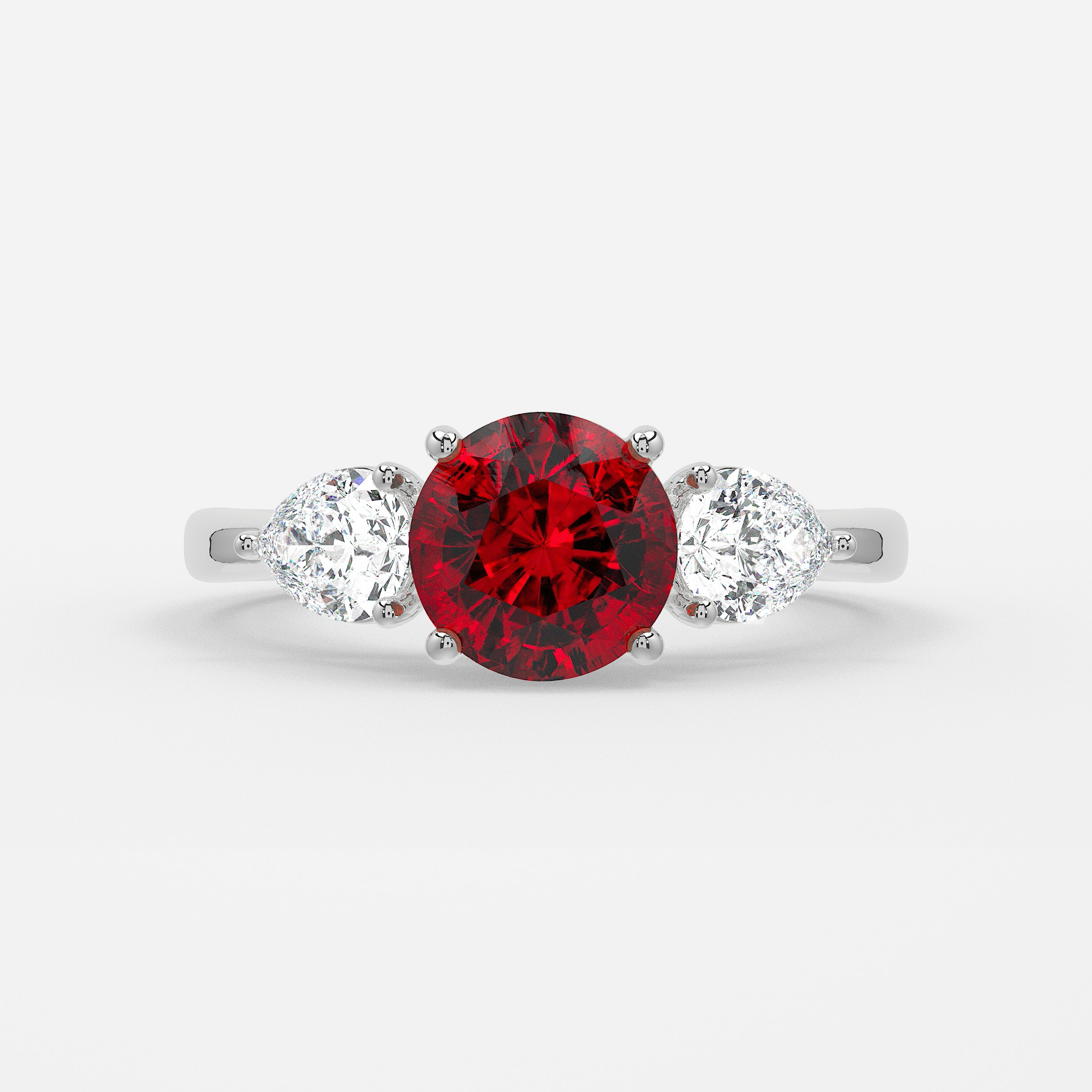 1 Carat Lab Grown Round Ruby Ring In Platinum - Vivian