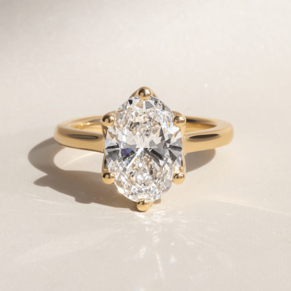 3 Carat Oval Solitaire In 18k Yellow Gold - Elswin