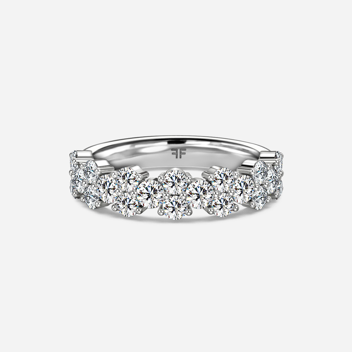Round Diamond Cluster Half Eternity Ring in Platinum - Flawless Fine ...