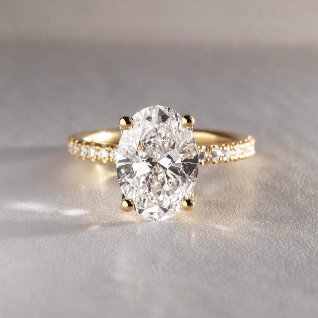 3.50 Carat Oval Diamond Hidden Halo Yellow Gold Engagement Ring - Jennifer