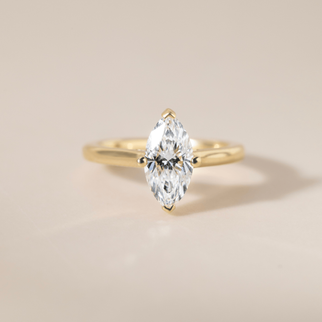 1.50 Carat Marquise Diamond Hidden Halo Engagement Ring In Yellow Gold ...