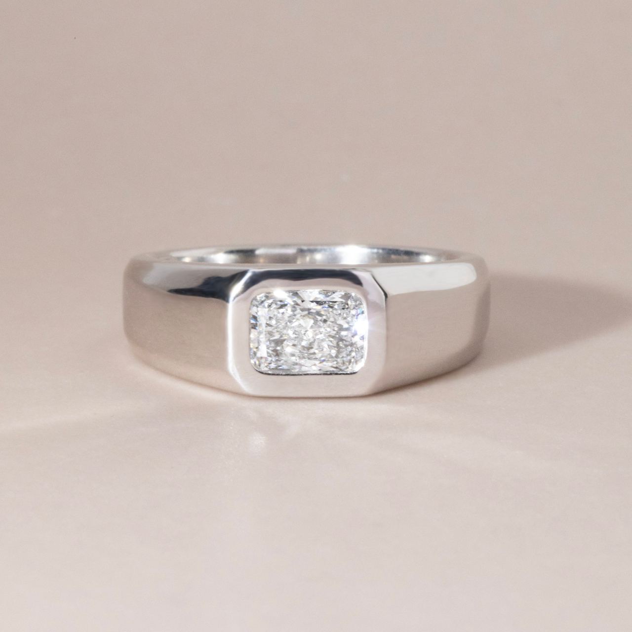 1.03 Carat Lab Grown Radiant Diamond Men's Bezel Engagement Ring in 925 ...