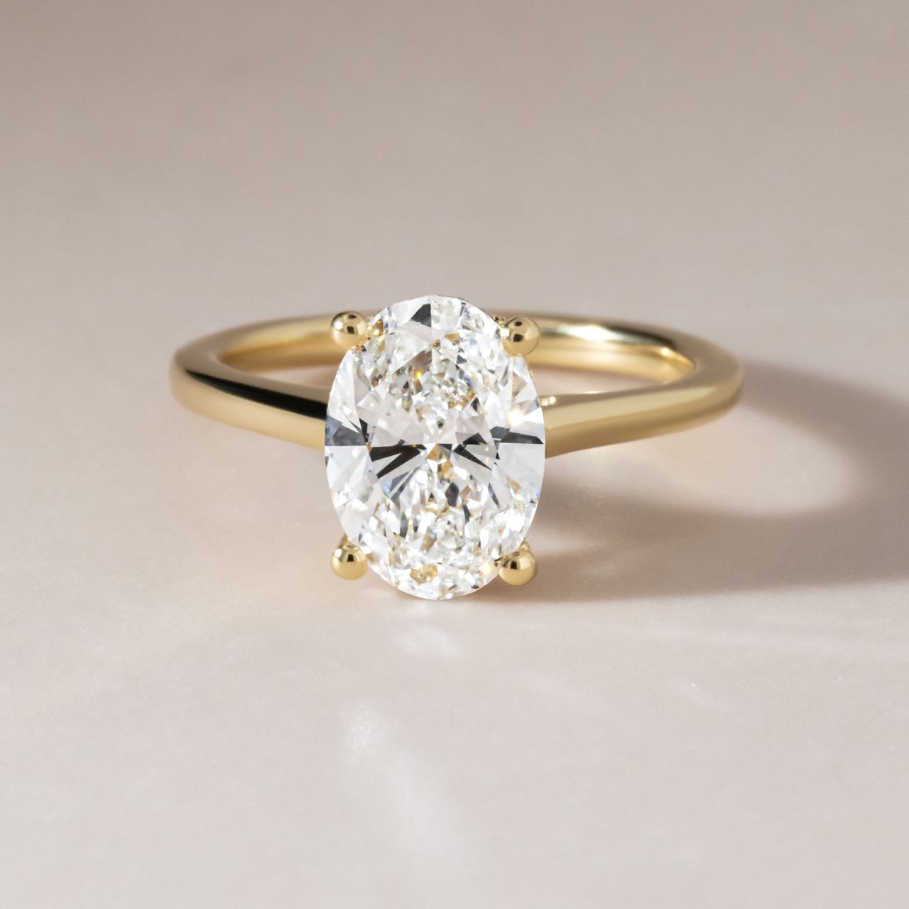2.25 Carat Lab Grown Oval Diamond Hidden Halo Engagement Ring in Yellow ...