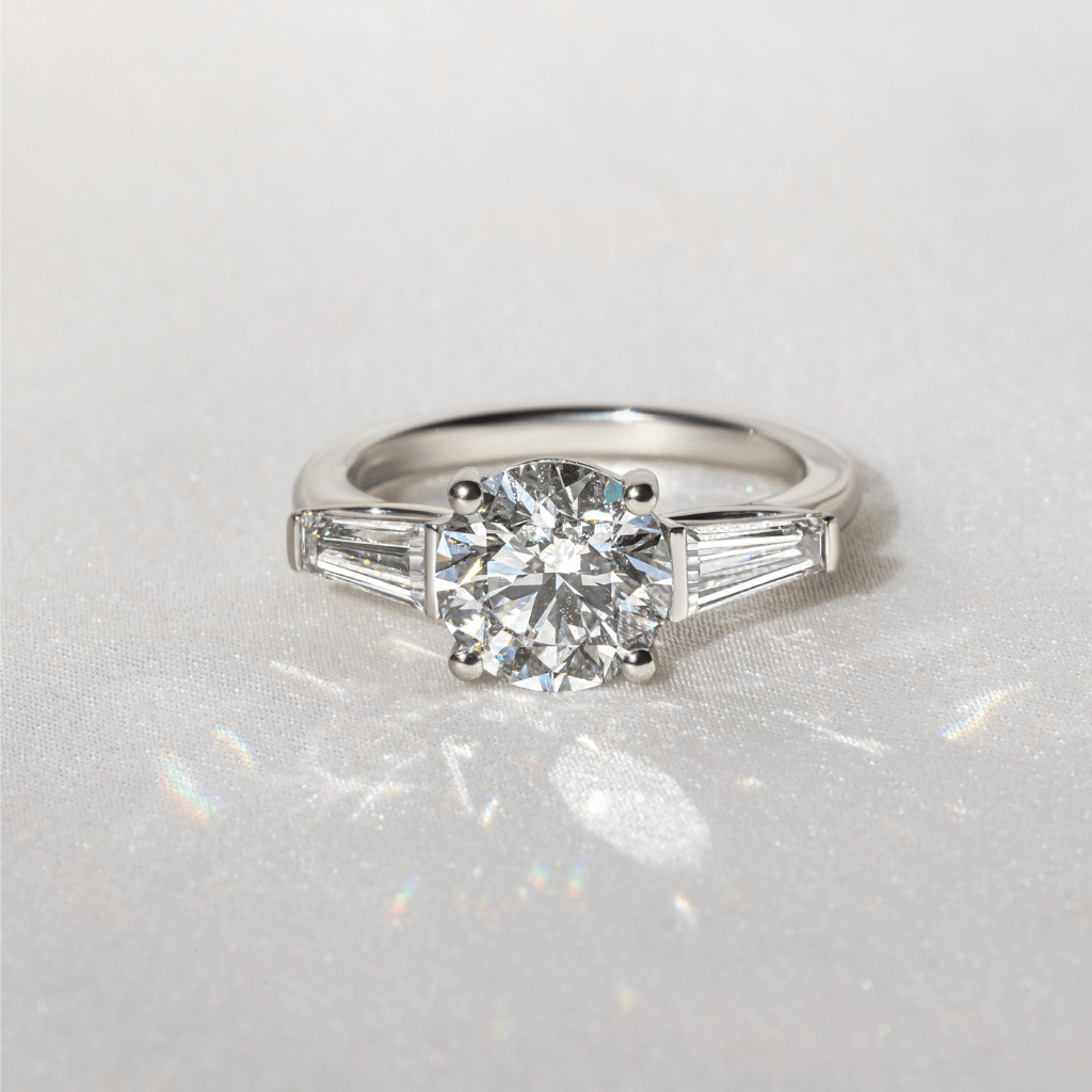 2.00 Carat Lab Grown Round Diamond Trilogy Engagement Ring in White ...