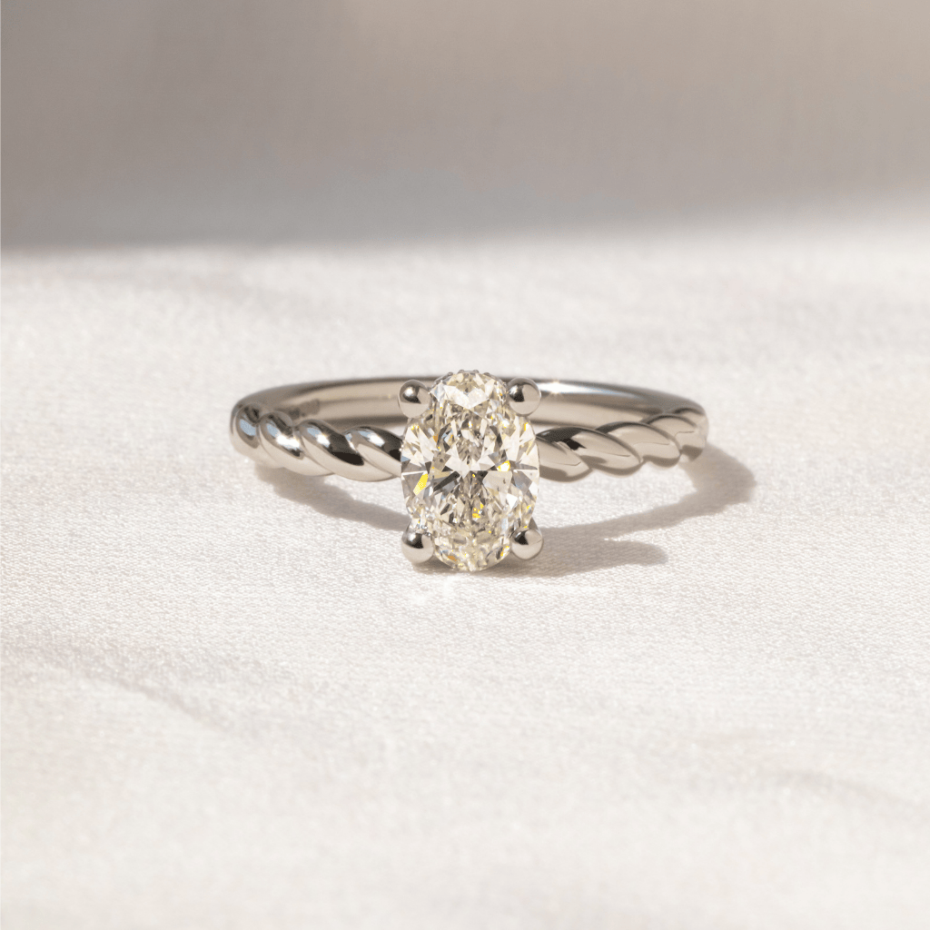1 Carat Lab Grown Oval Diamond Hidden Halo Engagement Ring in Platinum ...