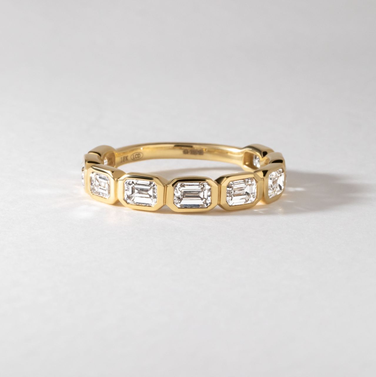 1.30 Carat Lab Grown Emerald Cut Diamond Bezel Set Wedding Band in ...