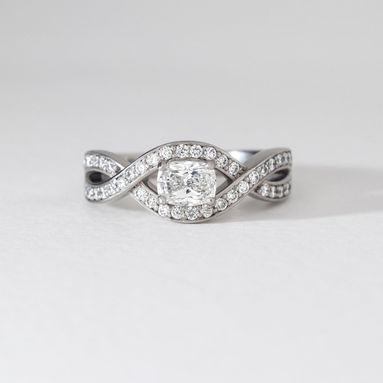 0.50 Carat Lab Grown Elongated Cushion Infinity Diamond Band Engagement ...